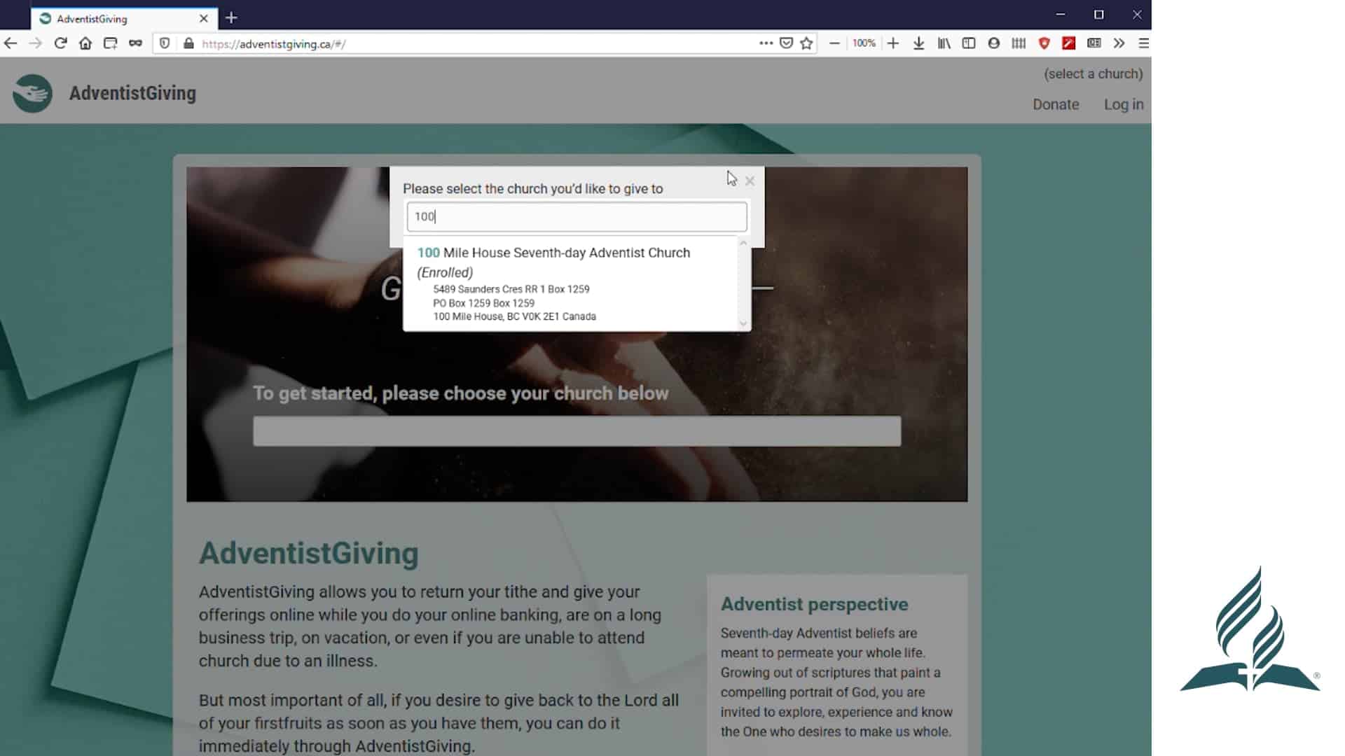 Canadian AdventistGiving Online Instructions
